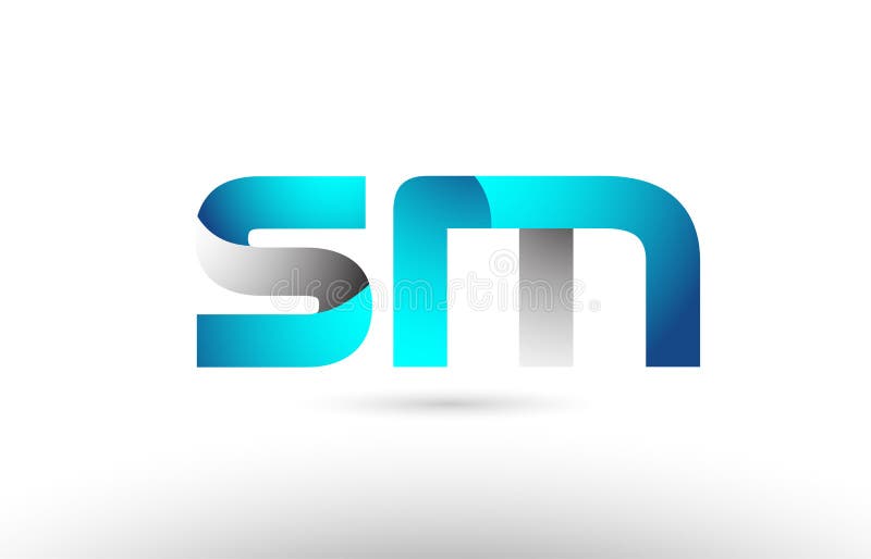 Conception Bleue Grise Du Logo 3d Du SM S M De Lettre D'alphabet ...