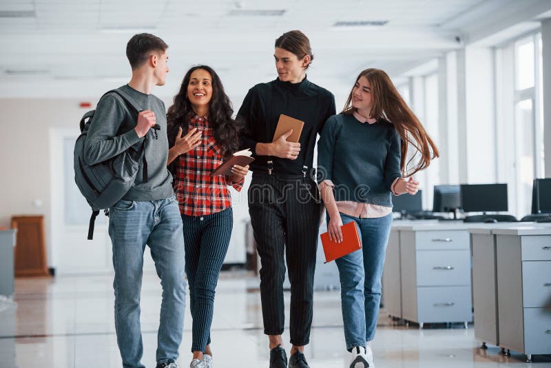 Conception of Business and Success. Group of Young People Walking in ...