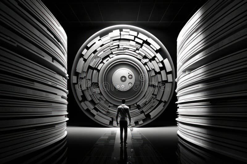 Conception of Database. Human is Looking for Data. Beautiful Colorful ...