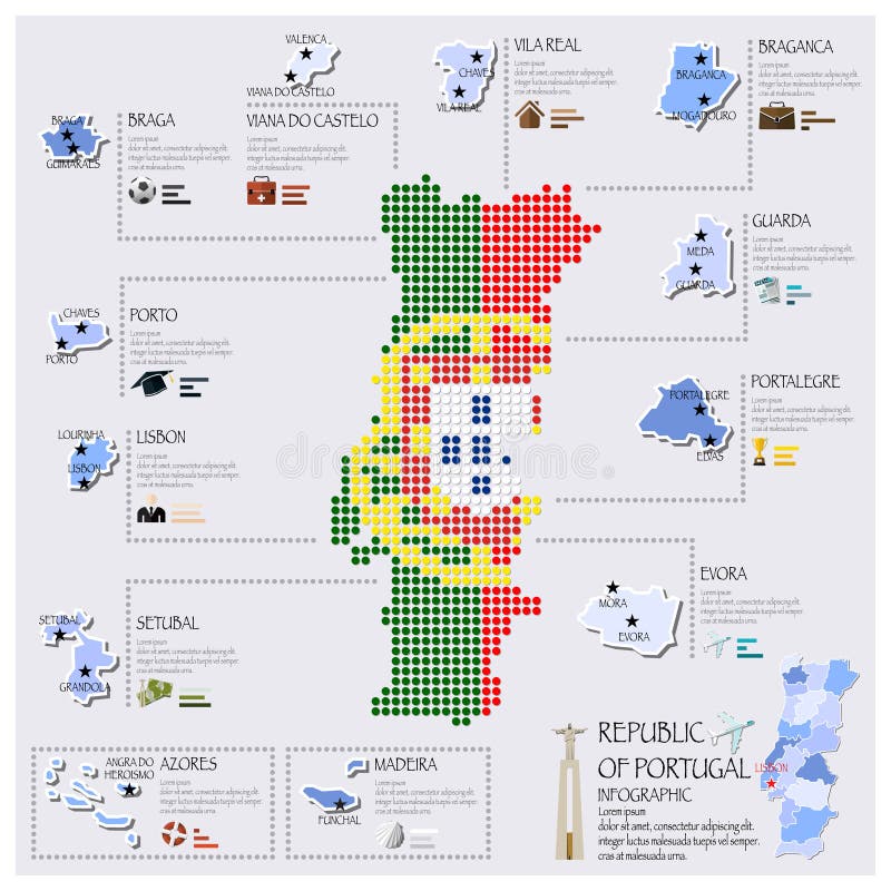 Conception De Dot and Flag Map of Portugal Infographic Illustration de ...