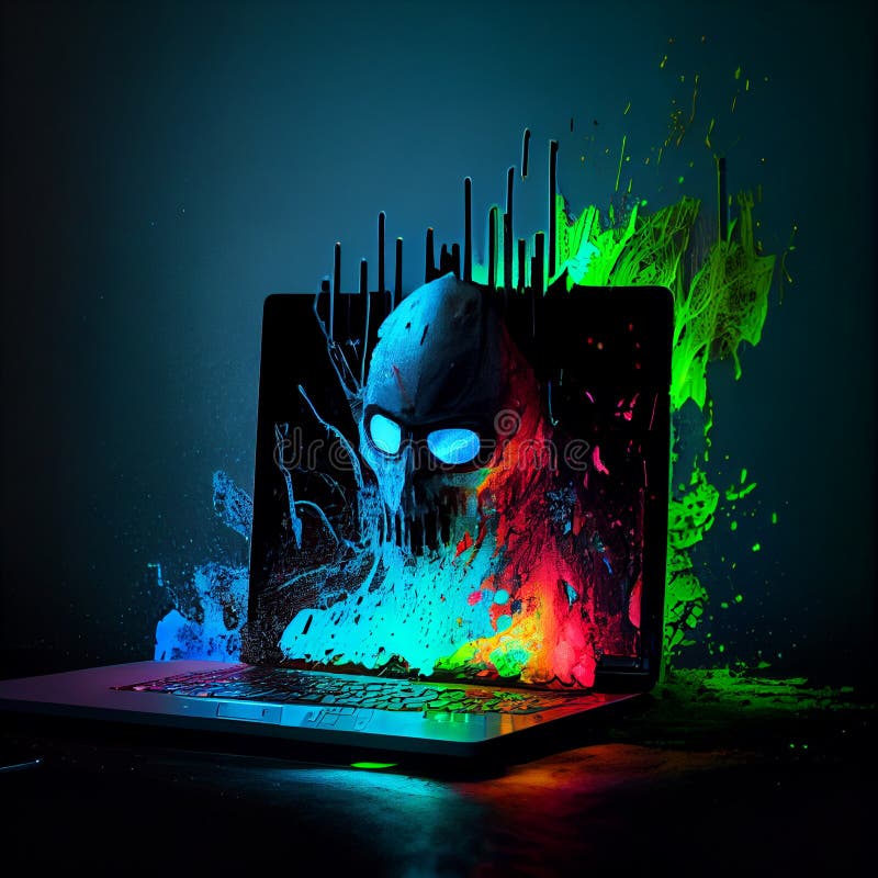 Conception of a Hacked Laptop during an Attack Stock Illustration ...
