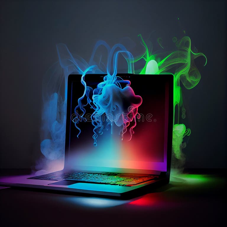 Conception of a Hacked Laptop during an Attack Stock Illustration ...