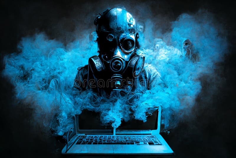 Conception of a Hacker with Blue Smoke in Background Stock Illustration ...