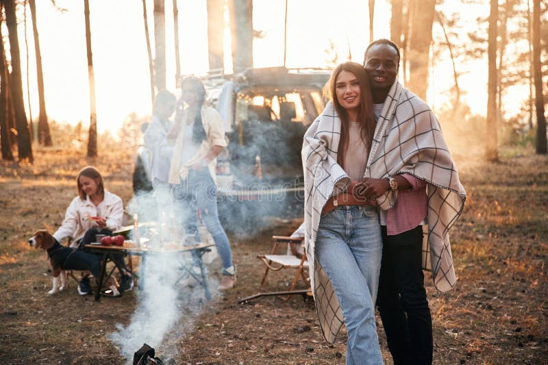 Conception of Love, Couple Embracing Each Other. Group of Friends are ...