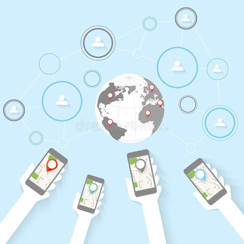 Concepto Abstracto De La Red Con Las Manos Ilustración del Vector ...