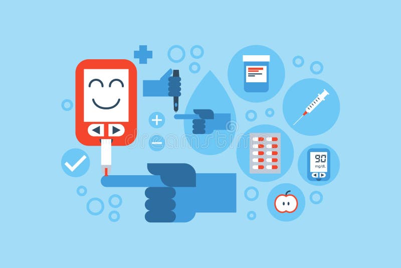 Los Síntomas De La Diabetes Y La Línea Estilo De Control Vector El ...