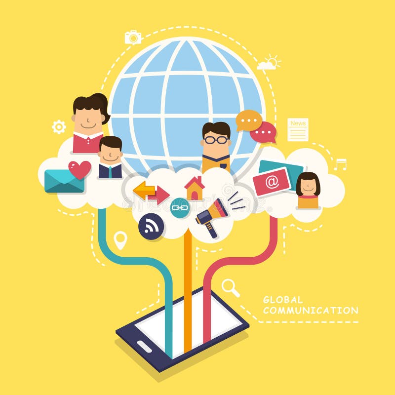 Concepto Con Los Iconos De La Comunicación Global Ilustración del ...