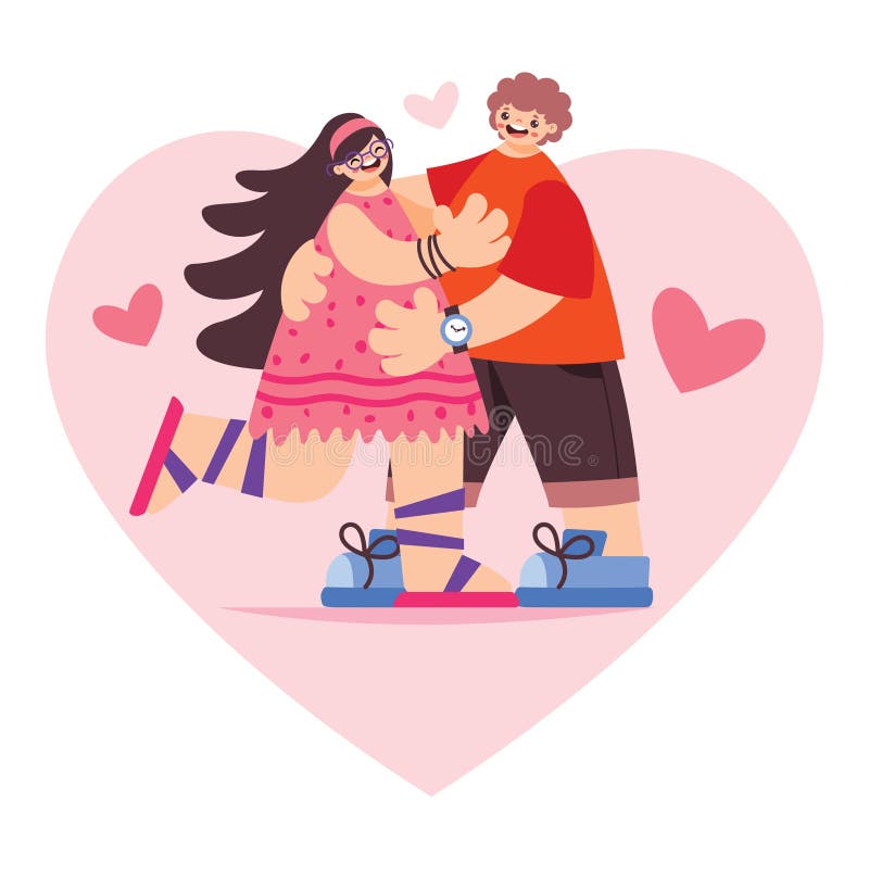 Concepto De Amor Con Caracteres Planos Stock de ilustración ...