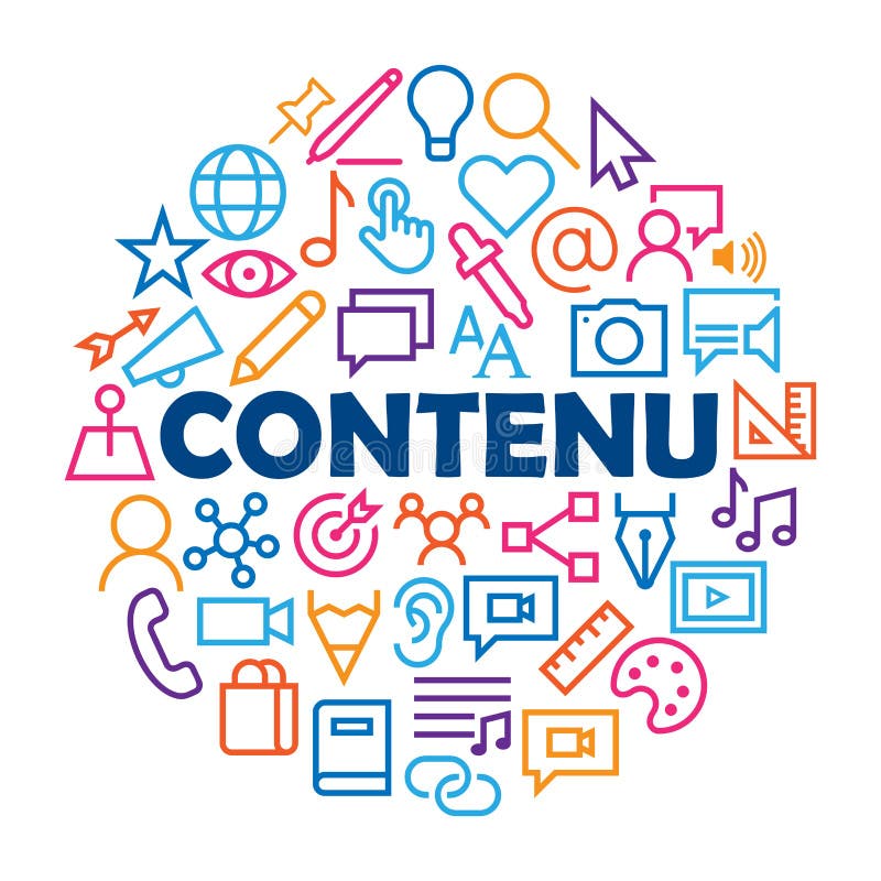 Concepto De CONTENU Con Los Iconos Relevantes Ilustración del Vector ...