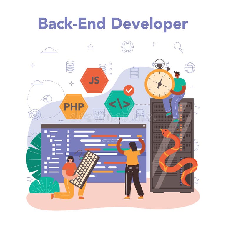 Concepto De Desarrollo De Back-end. Proceso De Desarrollo De Software Ilustración del Vector ...