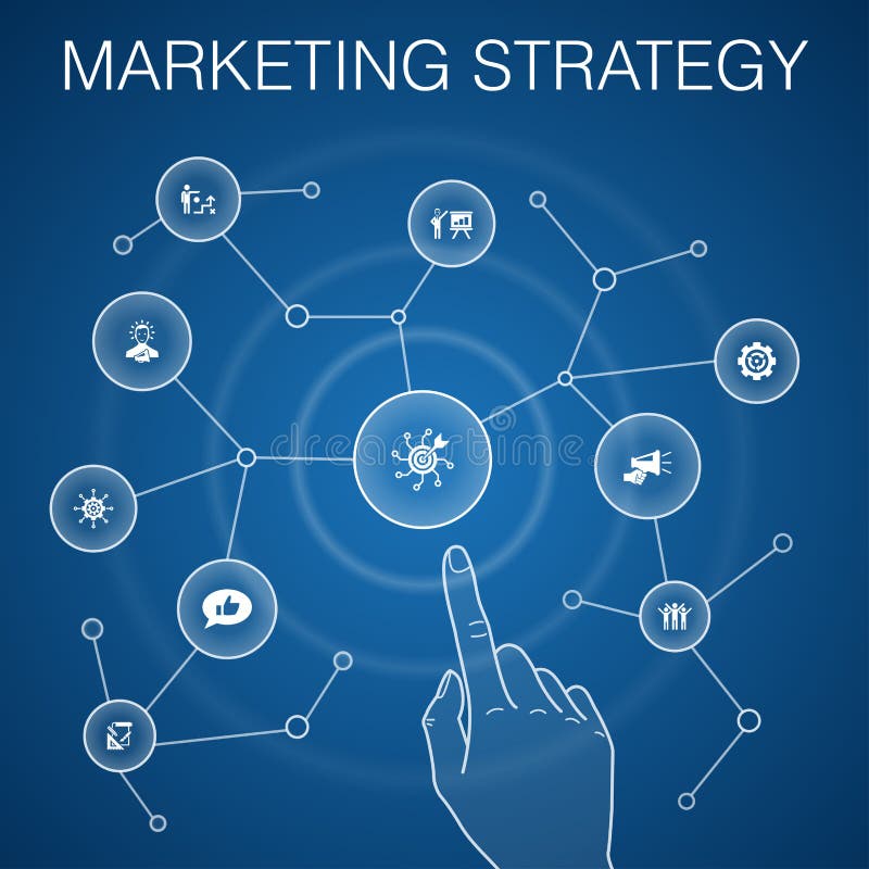 Concepto De Estrategia De Marketing, Azul Ilustración del Vector ...
