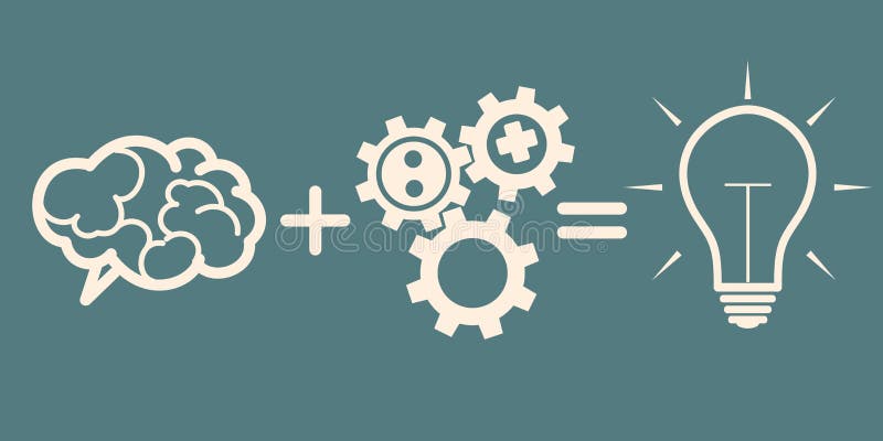 Concepto De La Idea El Cerebro + Adapta = Idea Ilustración del Vector ...