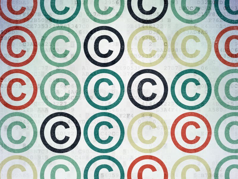 Concepto De La Ley: Iconos De Copyright En El Papel De Digitaces Stock ...