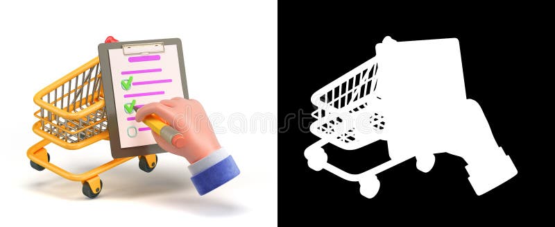 Concepto De Lista De Compras De Carrito De Compras 3d Renderizado Sobre ...