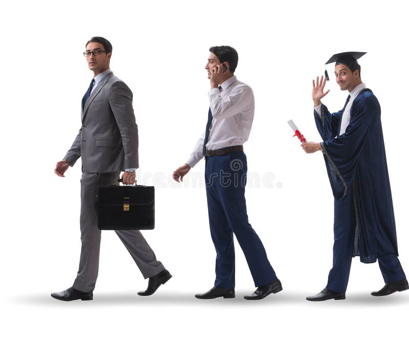 Concepto De Negocio Con El Hombre Progresando a Través De Etapas Foto ...