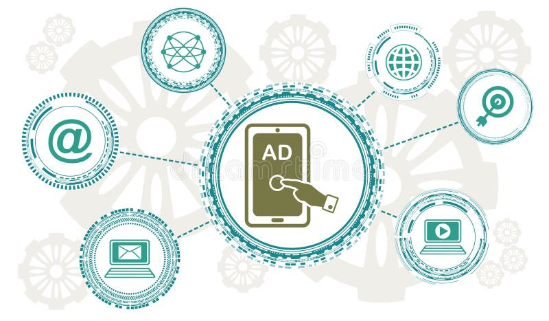 Concepto de publicidad stock de ilustración. Ilustración de meta ...