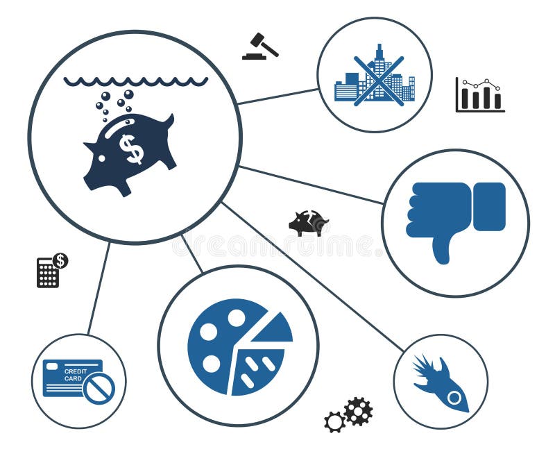 Concepto de quiebra stock de ilustración. Ilustración de deuda - 252793611