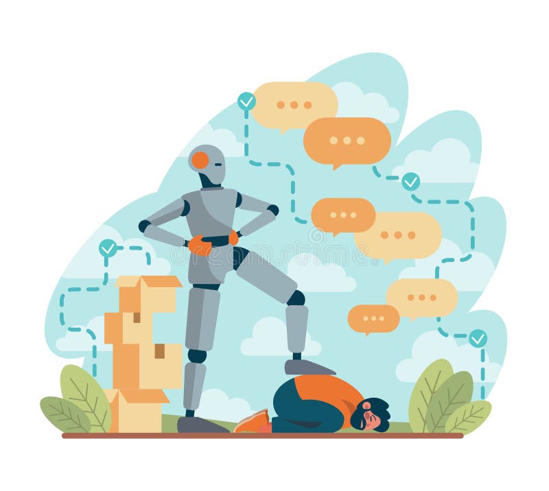 Concepto De Robot Versus Humano. Idea De Desarrollo De Inteligencia ... Concepto De Robot Versus Humano. Idea De Desarrollo De Inteligencia ...