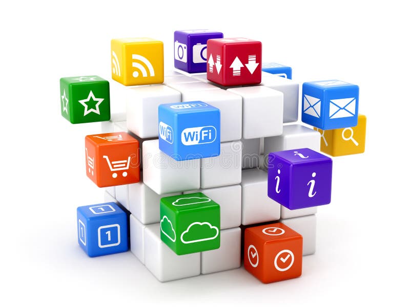 Concepto De Software: Nube De Los Iconos Del Programa Stock de ilustración - Ilustración de ...