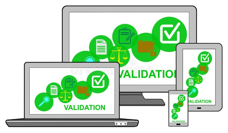 V - Sistema De La Validación De Seis Diversos Iconos Stock de ...