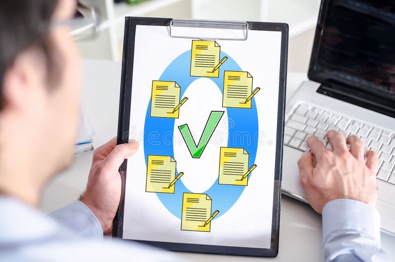 Concepto De Validación De Documentos En Un Equipo Imagen de archivo - Imagen de escritorio ...