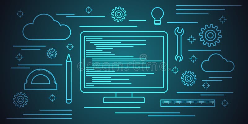 Concepto De Vector De Línea Delgada De Desarrollo De Aplicaciones De ...