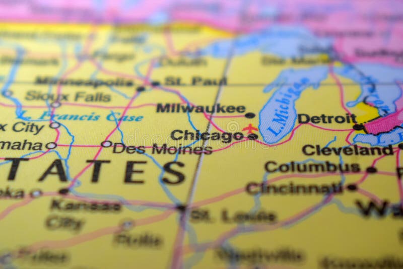 Concepto De Viaje Mapa Político Del Chicago Imagen de archivo - Imagen ...