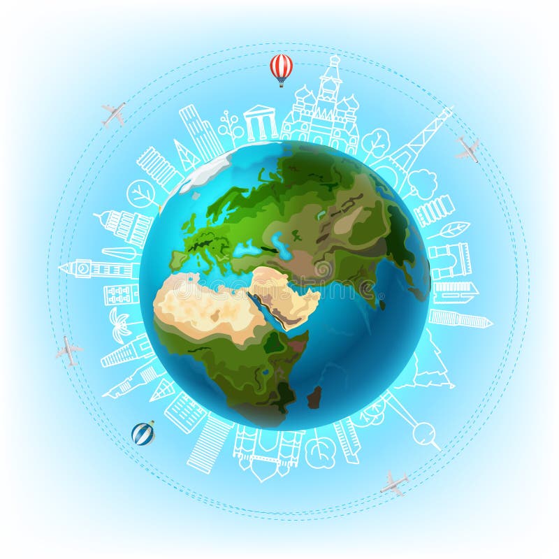 Concepto De Viajes Alrededor Del Mundo Ilustración del Vector ...