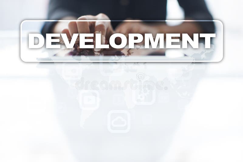 Concepto Del Desarrollo En La Pantalla Virtual Software Personal Foto de archivo - Imagen de ...