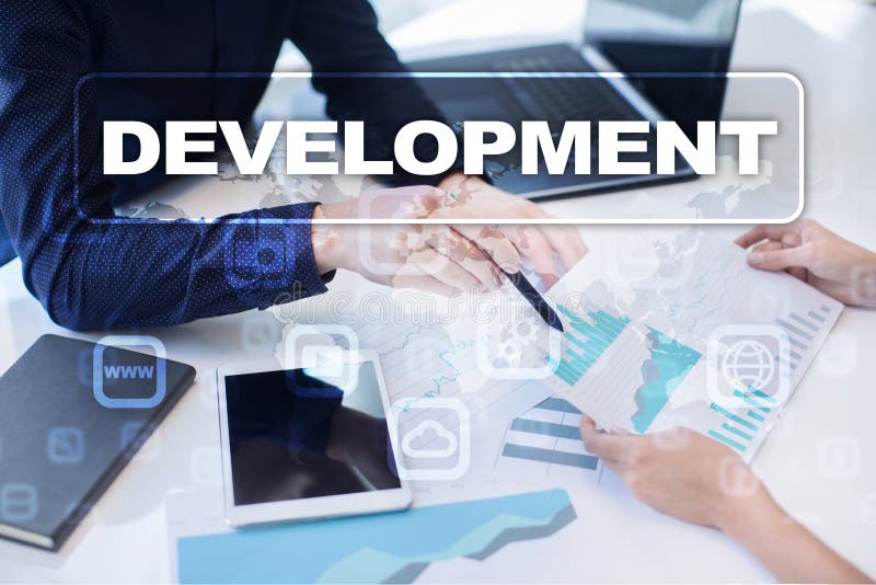 Concepto Del Desarrollo En La Pantalla Virtual Software Personal Imagen de archivo - Imagen de ...