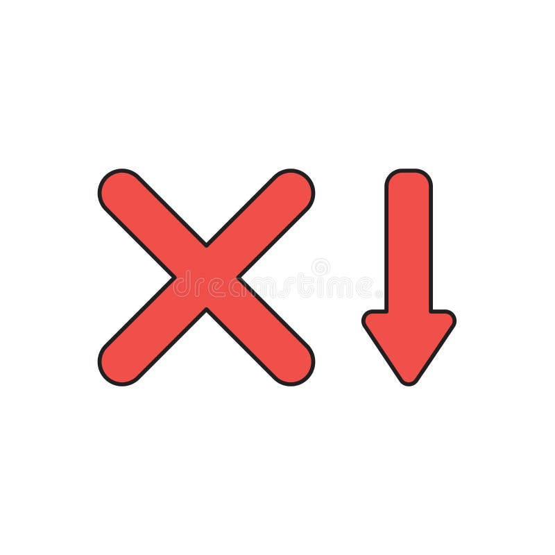 Concepto Del Icono Del Vector De Marca De X Con La Flecha Que Se Baja ...