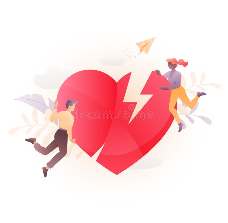 Dos Personas Con El Corazón Quebrado Stock de ilustración - Ilustración ...
