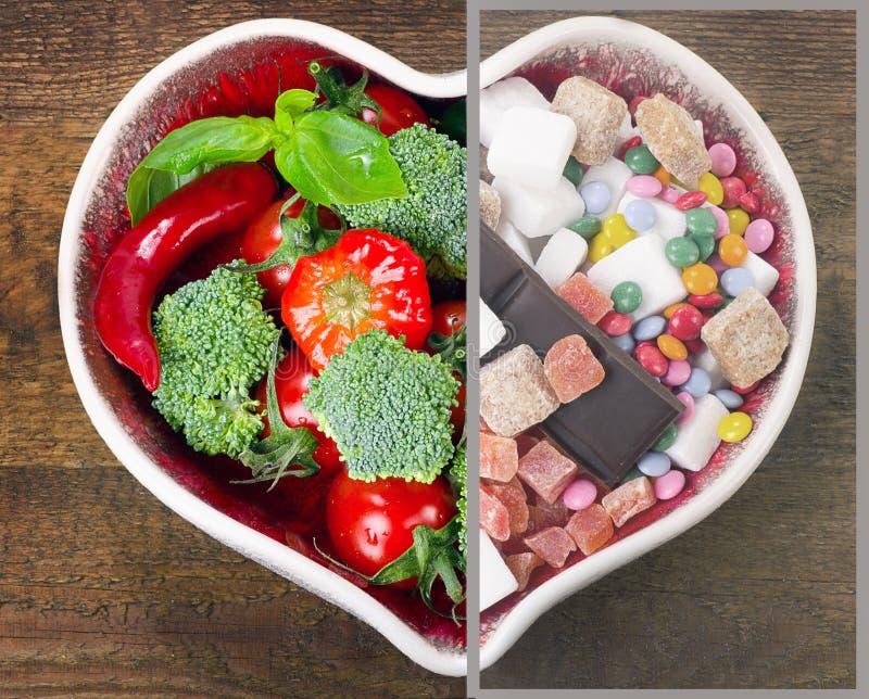 Concepto Sano Y Malsano De La Comida Foto de archivo - Imagen de ...