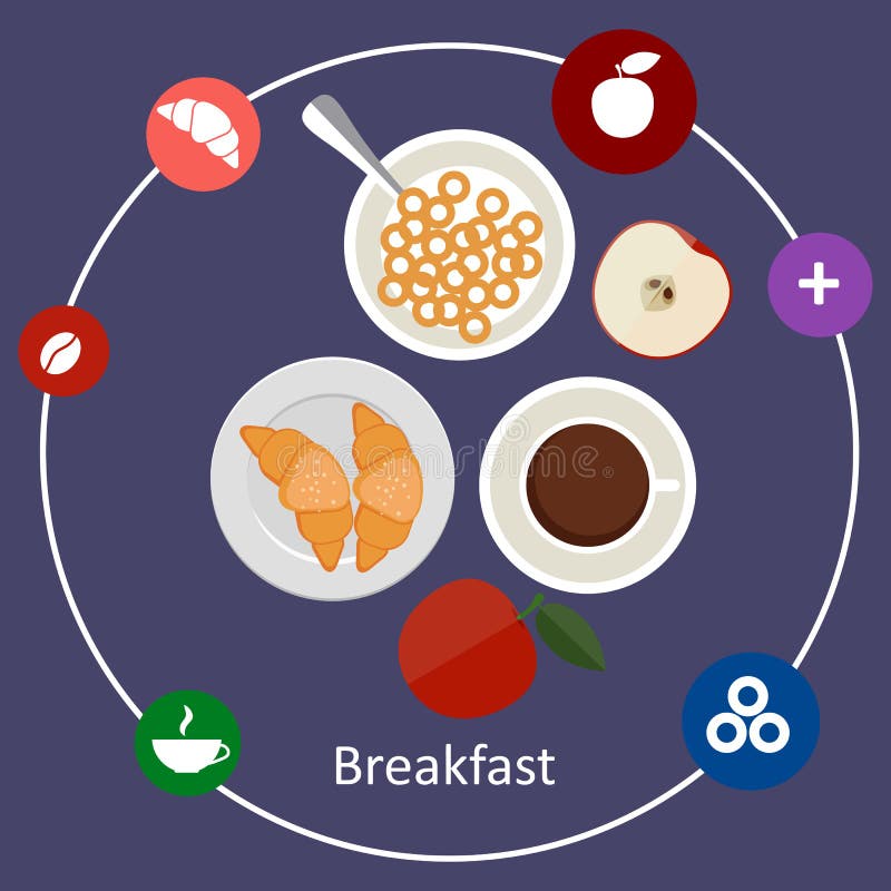 Concepts for Breakfast Time. Stock Vector - Illustration of fork, cafe ...
