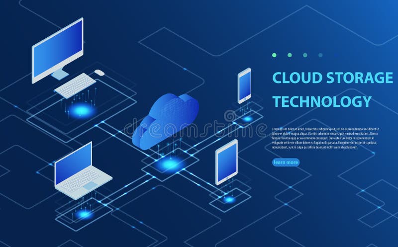 Concepts Cloud Storage. Header for Website with Computer, Laptop ...