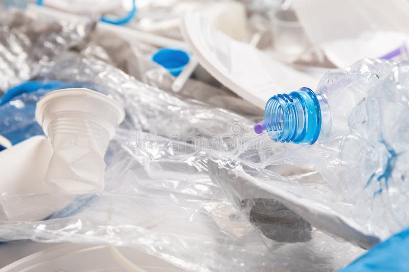 Background with a Piile of Different Plastic Waste Stock Image - Image ...