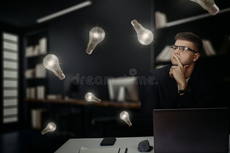 Concepts of the Emergence of Creative Ideas during the Work Stock Photo ...