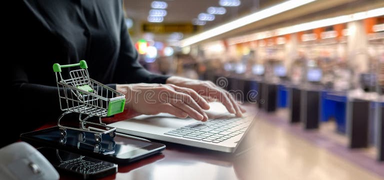 Concepts of Online Shopping Using Computers and Mobile Stock Photo - Image of technology ...