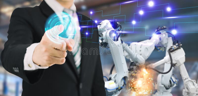 Concepts Production Technology with Industrial Robots Stock Image ...