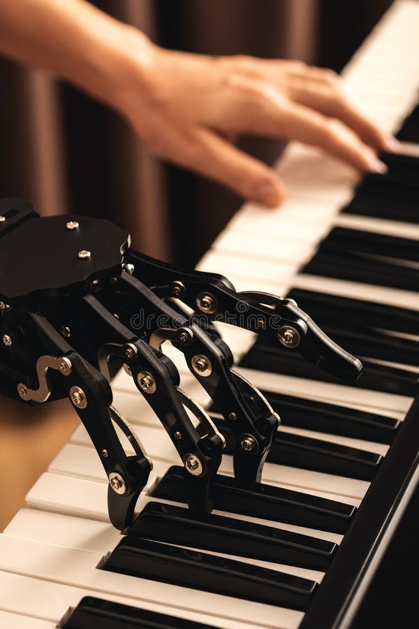 Human with Neural Hand Prosthesis Playing Piano Stock Image - Image of ...