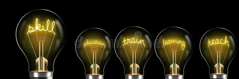 Concepts Related To Skill and Education, Glowing in Bright Bulb Stock ...