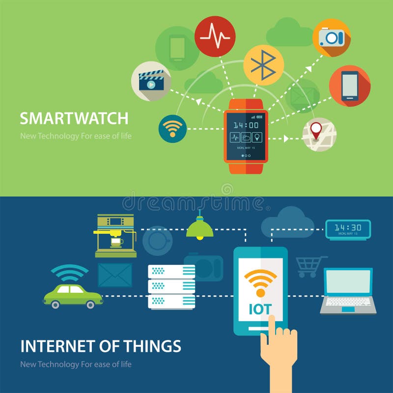 Concepts for Smart Watch and Internet of Things Flat Design Stock ...