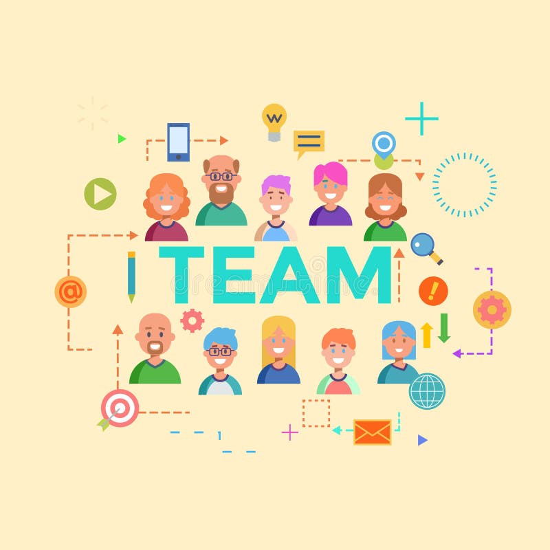 Concepts of Word Team. Flat Design Banner for Website and Mobile ...