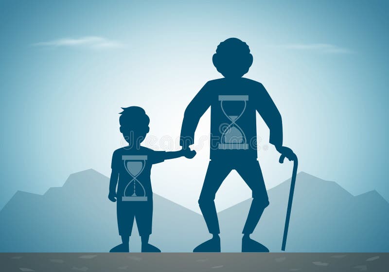 Concepts of Youth and Old Age, Flow of Life Stock Vector - Illustration ...