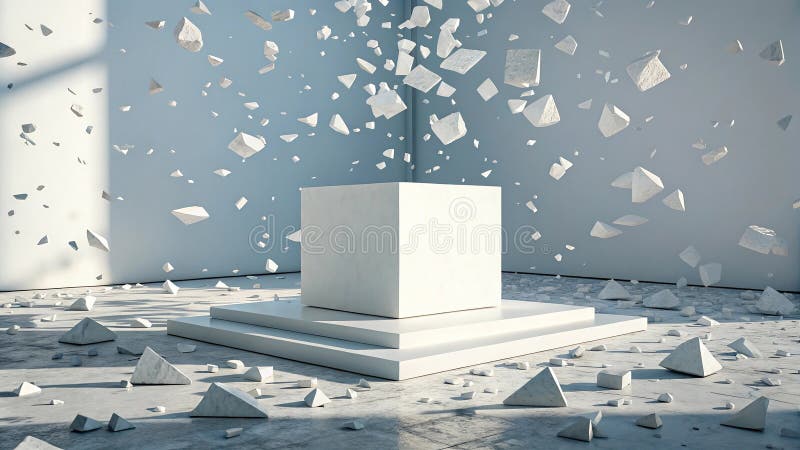 Conceptual Abstract Composition Featuring Floating Stone Fragments and ...