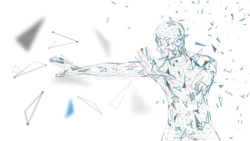 Conceptual Abstract Man is Afraid of Fear. Connected Lines, Dots ...