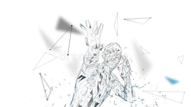 Conceptual Abstract Man is Afraid of Fear. Connected Lines, Dots ...