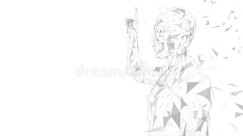 Conceptual Abstract Man Pointing Finger Up. Connected Lines, Dots ... Conceptual Abstract Man Pointing Finger Up. Connected Lines, Dots ...
