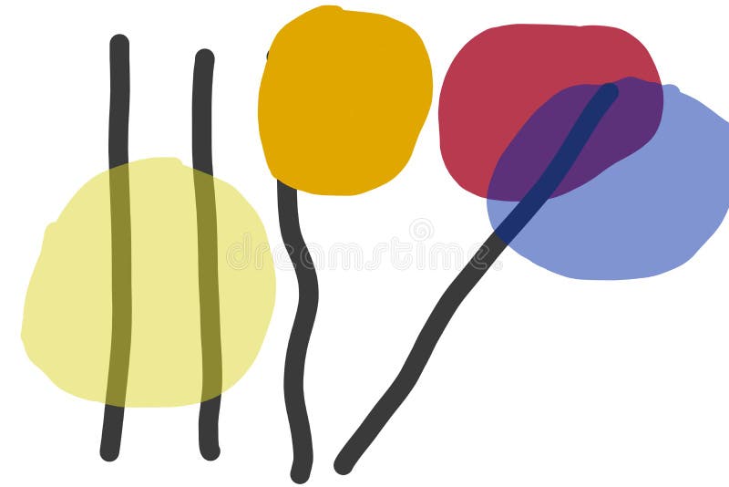 Conceptual Abstraction of Sticks and Circles of Different Colors Stock ...