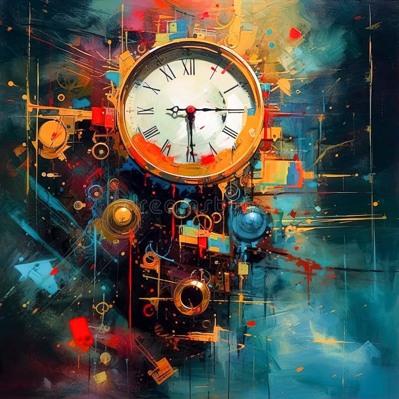 Conceptual Acrylic Painted Colourful Hourglass Clock Stock Illustration ...